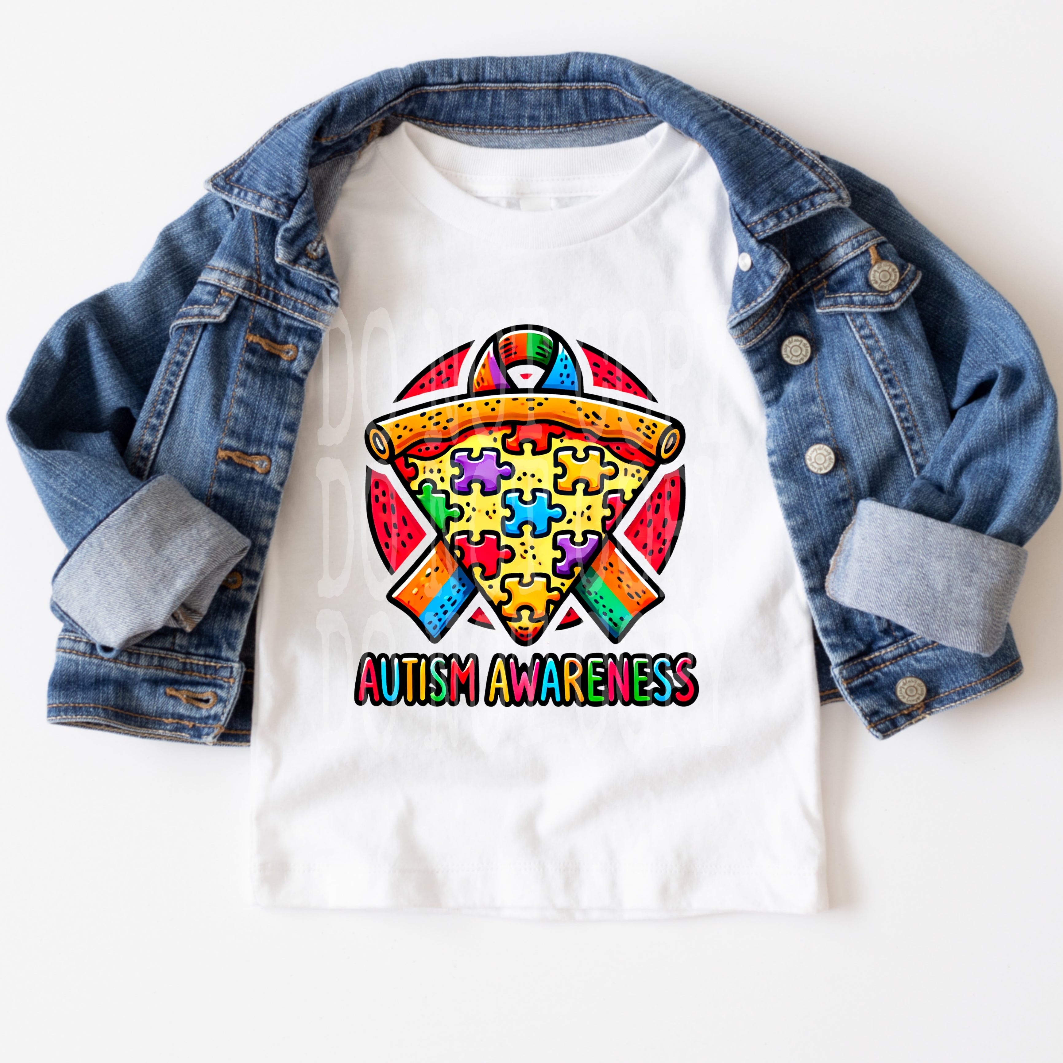 Pizza Autism Awareness #4799 - Ready to Press DTF Transfer Full Color ...