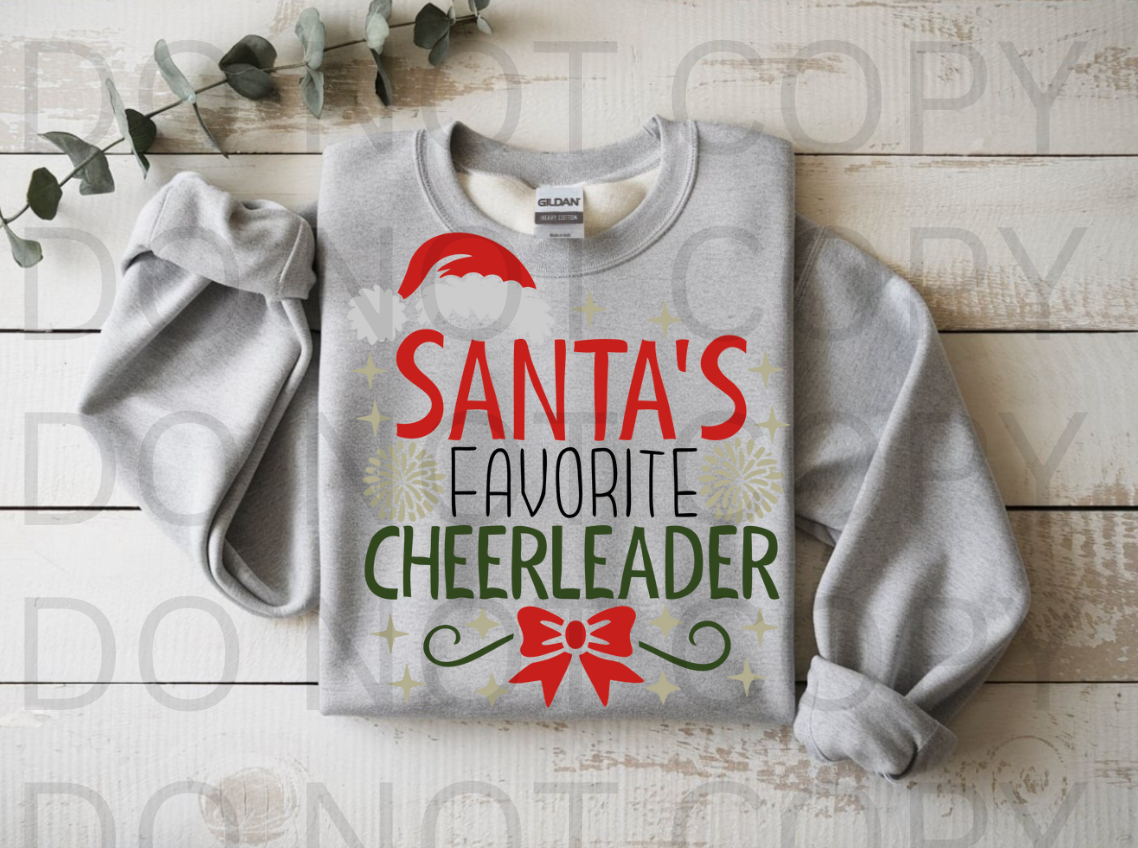 Santa's Favorite Cheerleader #5845 - Ready to Press DTF Transfer Full ...