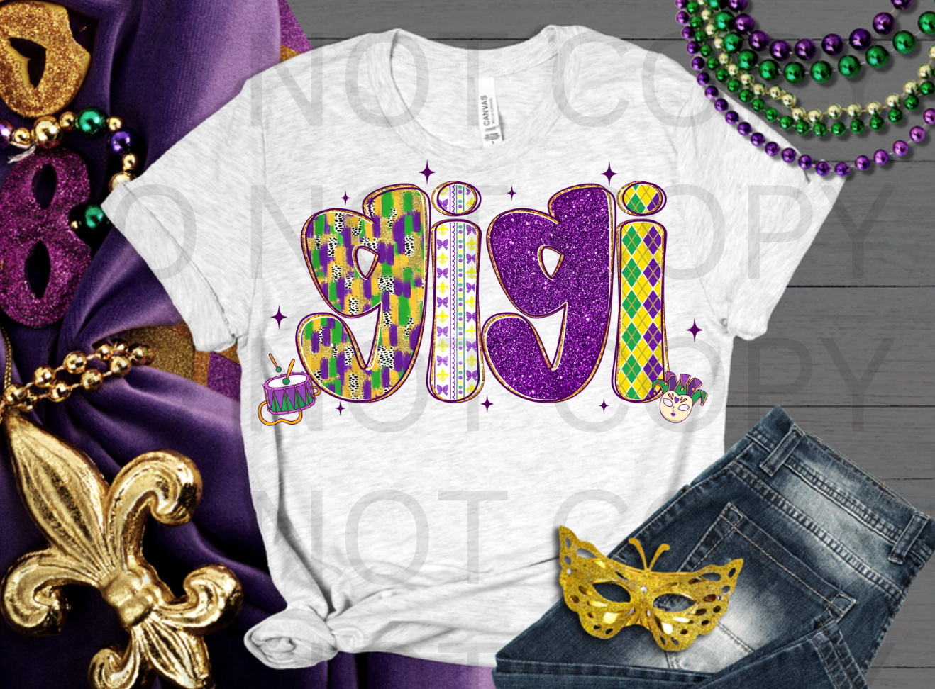 Mardi Gras GIGI #6262 - Ready to Press DTF Transfer Full Color – Pro Blanks